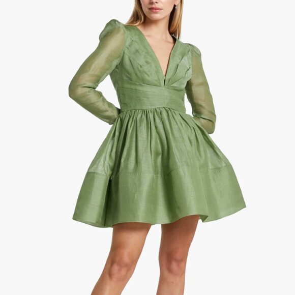 Zimmermann | Dresses | Zimmermann Lyrical Cross Over Mini Dress Green ...